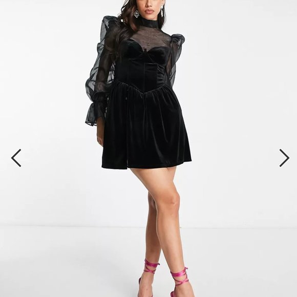 ASOS | Dresses | Asos Black Velvet Short Dress | Poshmark